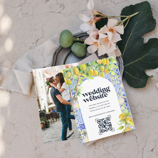Wedding Website | QR Code Scan Photo Enclosure Card | Zazzle