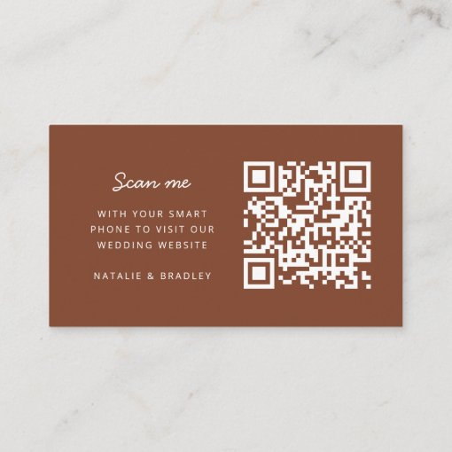 Wedding Website | QR Code Terracotta Rust Enclosure Card | Zazzle