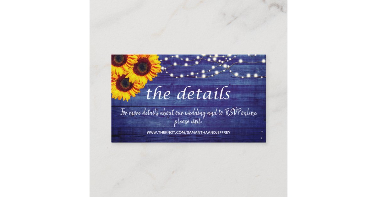 Wedding Website Rustic Blue Wood Enclosure Card | Zazzle