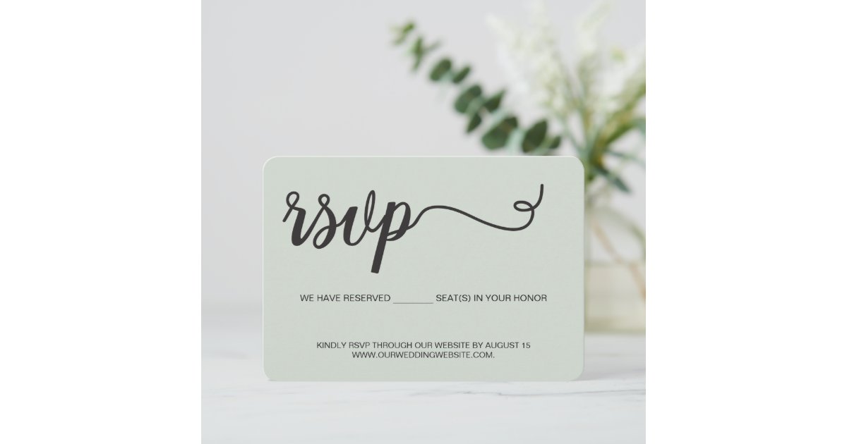 Wedding website We have Reserved seats green RSVP Card | Zazzle
