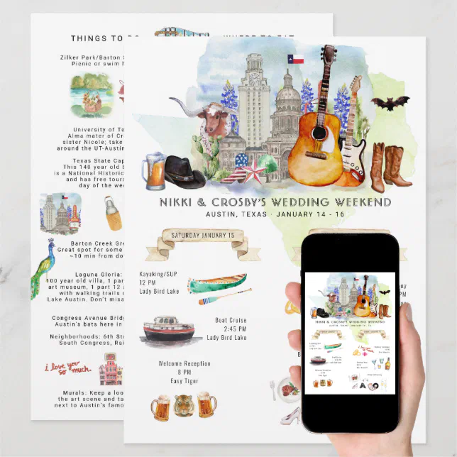 Wedding Weekend Itinerary | Austin, Texas Invitation | Zazzle