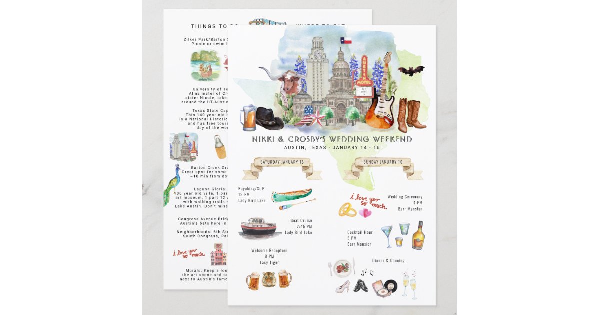 Wedding Weekend Itinerary | Austin, Texas Invitation | Zazzle