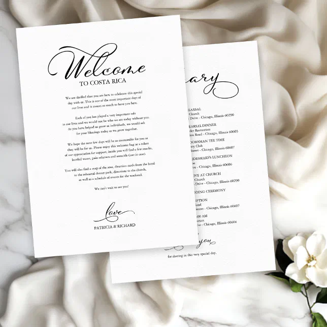 Wedding Weekend Itinerary Elegant Script Welcome Invitation | Zazzle