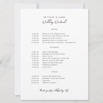 Wedding Weekend Itinerary V2 Invitation | Zazzle