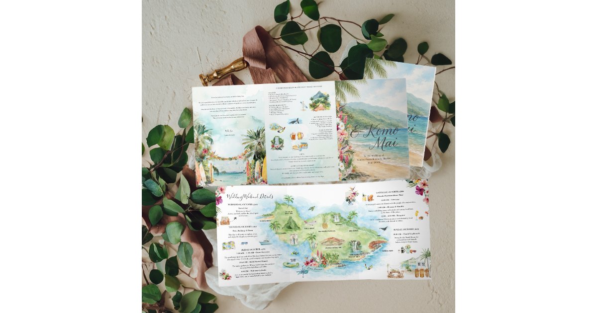 Wedding Weekend | Maui, Hawaii Tri-Fold Invitation | Zazzle