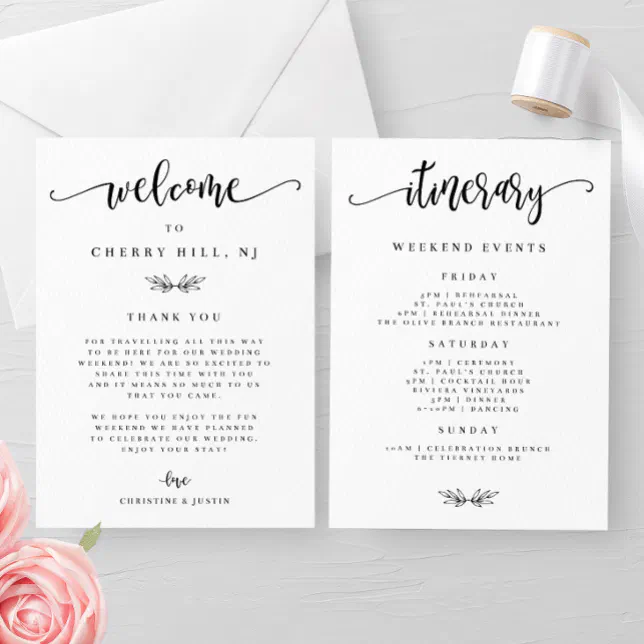 Wedding Weekend Welcome and Itinerary Card | Zazzle