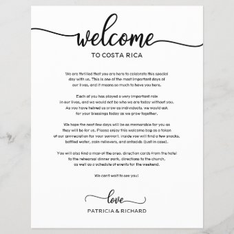 Wedding Weekend Welcome Itinerary Simple Chic | Zazzle
