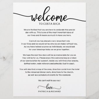 Wedding Weekend Welcome Letter | Zazzle