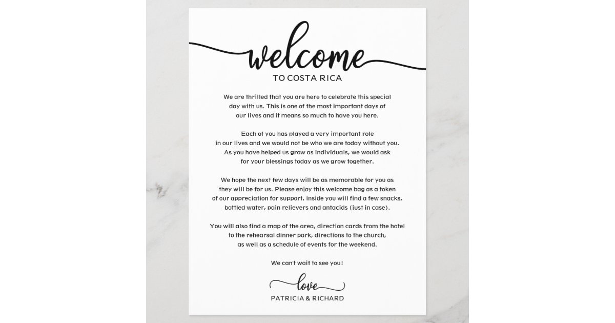 Wedding Weekend Welcome Letter | Zazzle