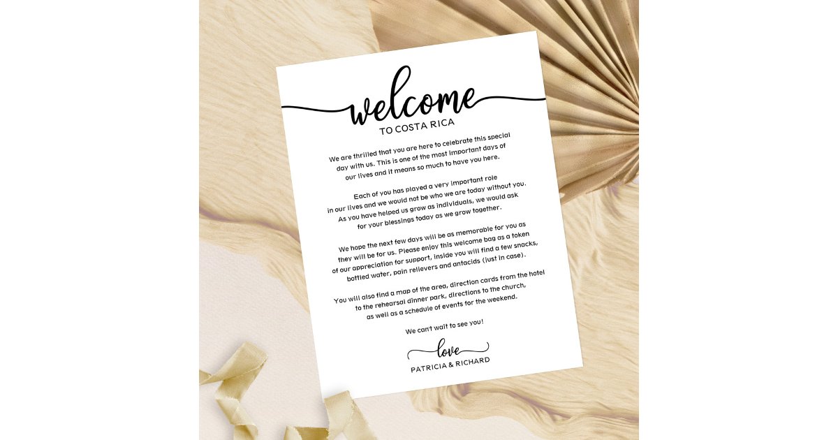 Wedding Weekend Welcome Letter | Zazzle
