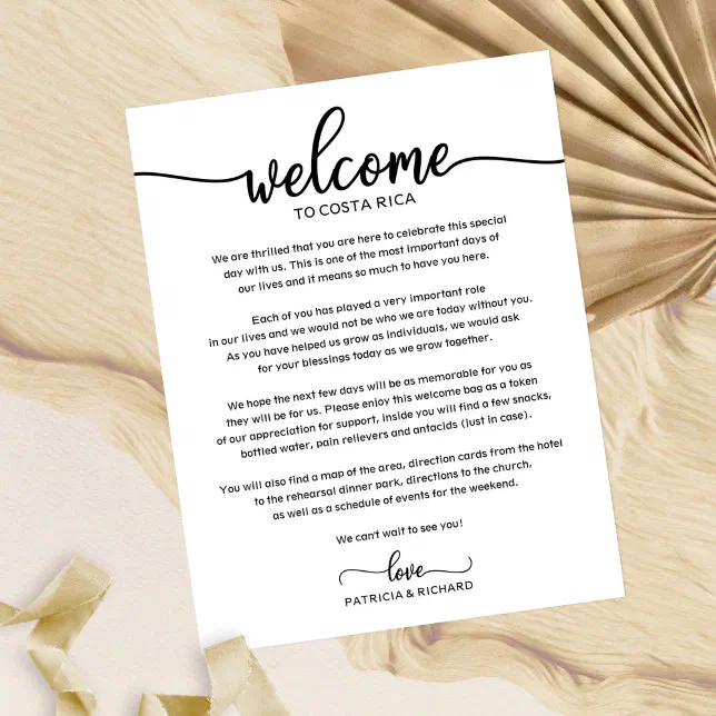 Wedding Weekend Welcome Letter | Zazzle