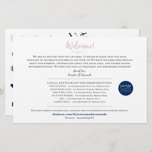 Wedding Weekend Welcome Map Card - for Kiersten | Zazzle