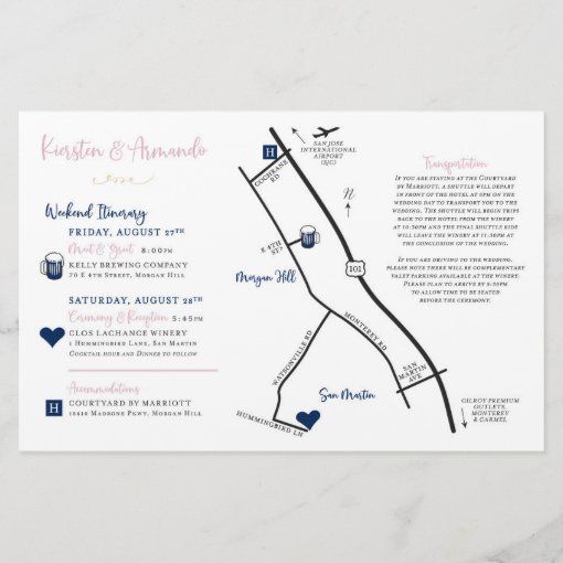 Wedding Weekend Welcome Map Card - for Kiersten | Zazzle