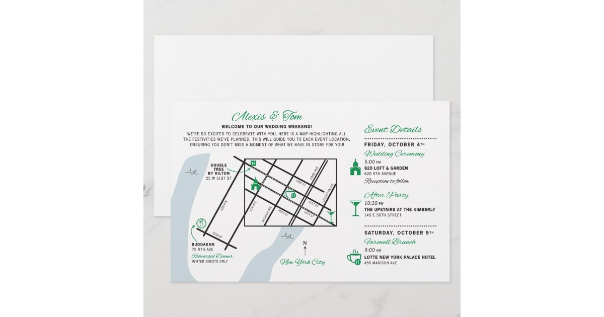 Wedding Weekend Welcome Map - CUSTOM for ALEXIS | Zazzle