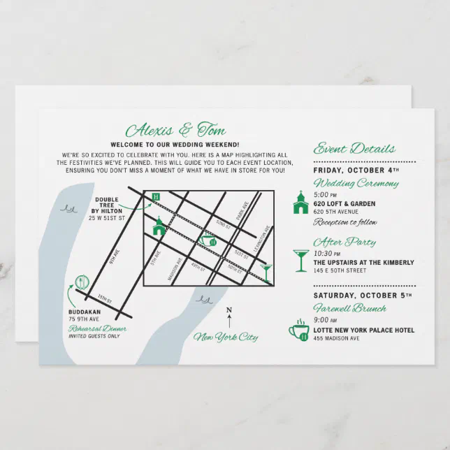 Wedding Weekend Welcome Map - CUSTOM for ALEXIS | Zazzle