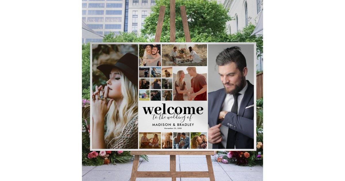 Wedding Welcome 18 Photo Collage Foam Board | Zazzle