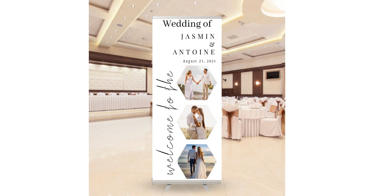 Wedding Welcome 3 PHOTO Retractable Banner | Zazzle