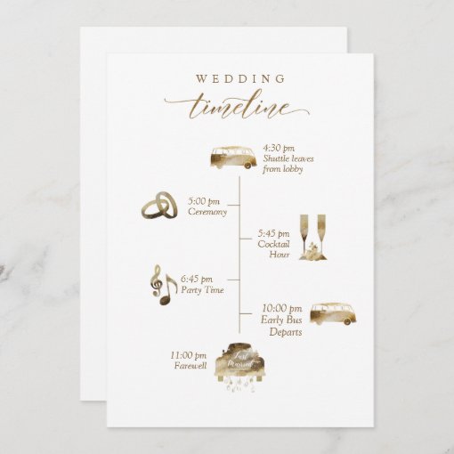 Wedding Welcome and Timeline Card With Shuttle | Zazzle