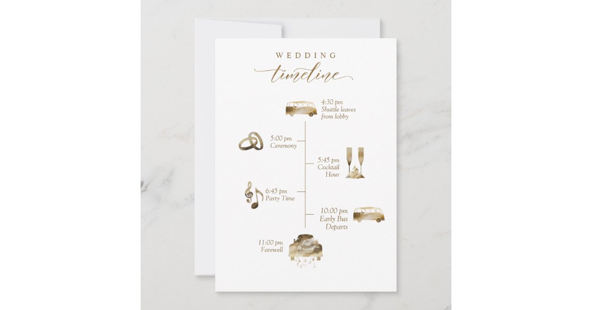 Wedding Welcome and Timeline Card With Shuttle | Zazzle