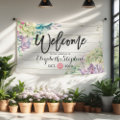 Wedding Welcome Banner Succulent Plant Rustic Wood | Zazzle