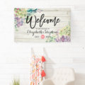 Wedding Welcome Banner Succulent Plant Rustic Wood | Zazzle