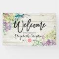 Wedding Welcome Banner Succulent Plant Rustic Wood | Zazzle