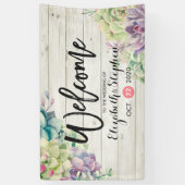 Wedding Welcome Banner Succulent Plant Rustic Wood | Zazzle