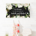 Wedding Welcome Black and White Watercolor Floral Banner | Zazzle