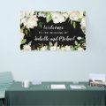Wedding Welcome Black and White Watercolor Floral Banner | Zazzle