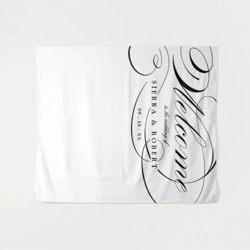 Wedding Welcome Elegant Fancy Script Backdrop | Zazzle