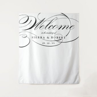 Wedding Welcome Elegant Fancy Script Backdrop | Zazzle