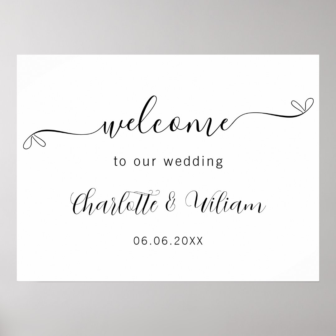Wedding welcome elegant script minimalist poster | Zazzle