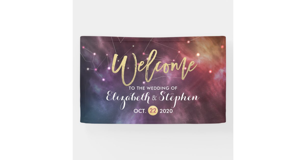 Wedding Welcome Galaxy Stars Nebula Constellations Banner | Zazzle