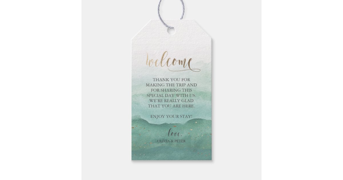 Wedding Welcome Gift Tag - Watercolor | Zazzle