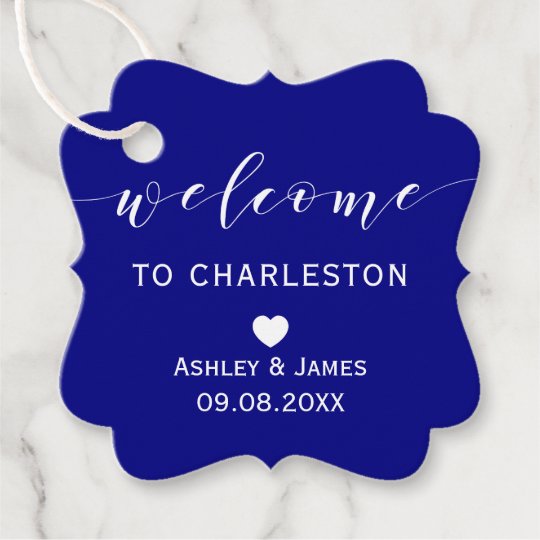 Wedding Welcome Gift Tags for Hotel Bag, Navy Blue | Zazzle.com