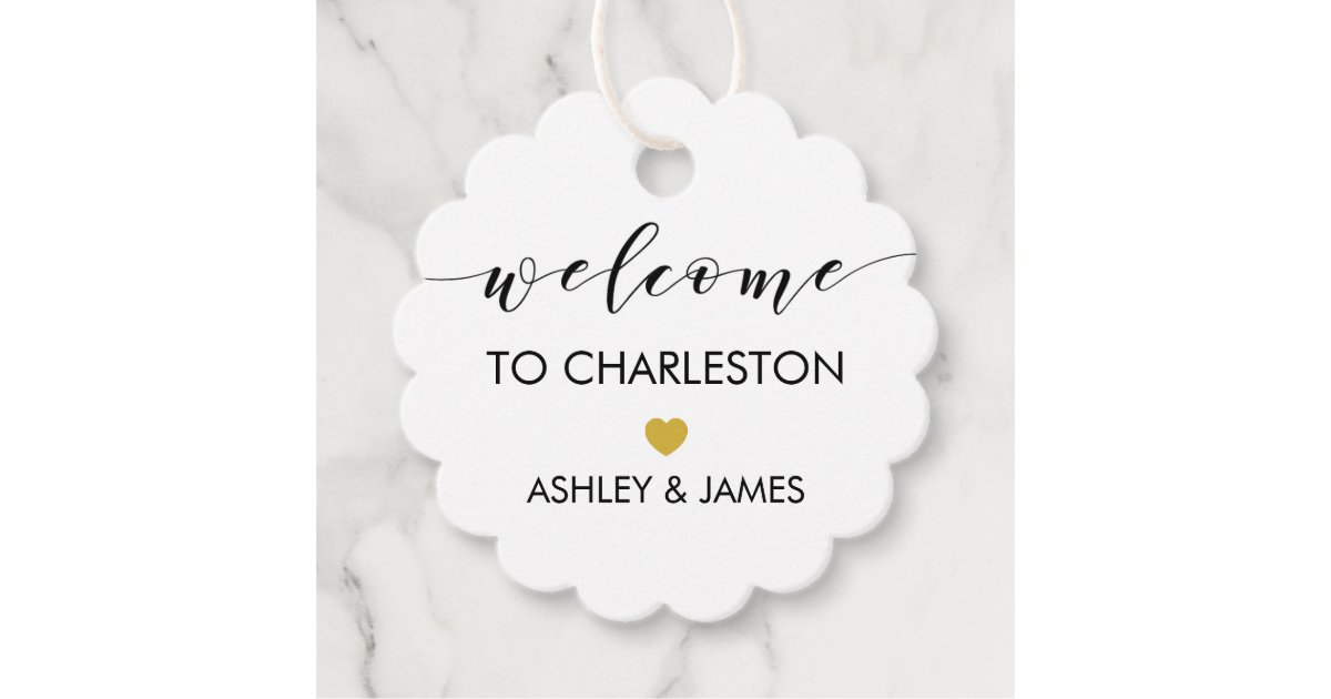 Wedding Welcome Gift Tags for Hotel Guests, Gold | Zazzle
