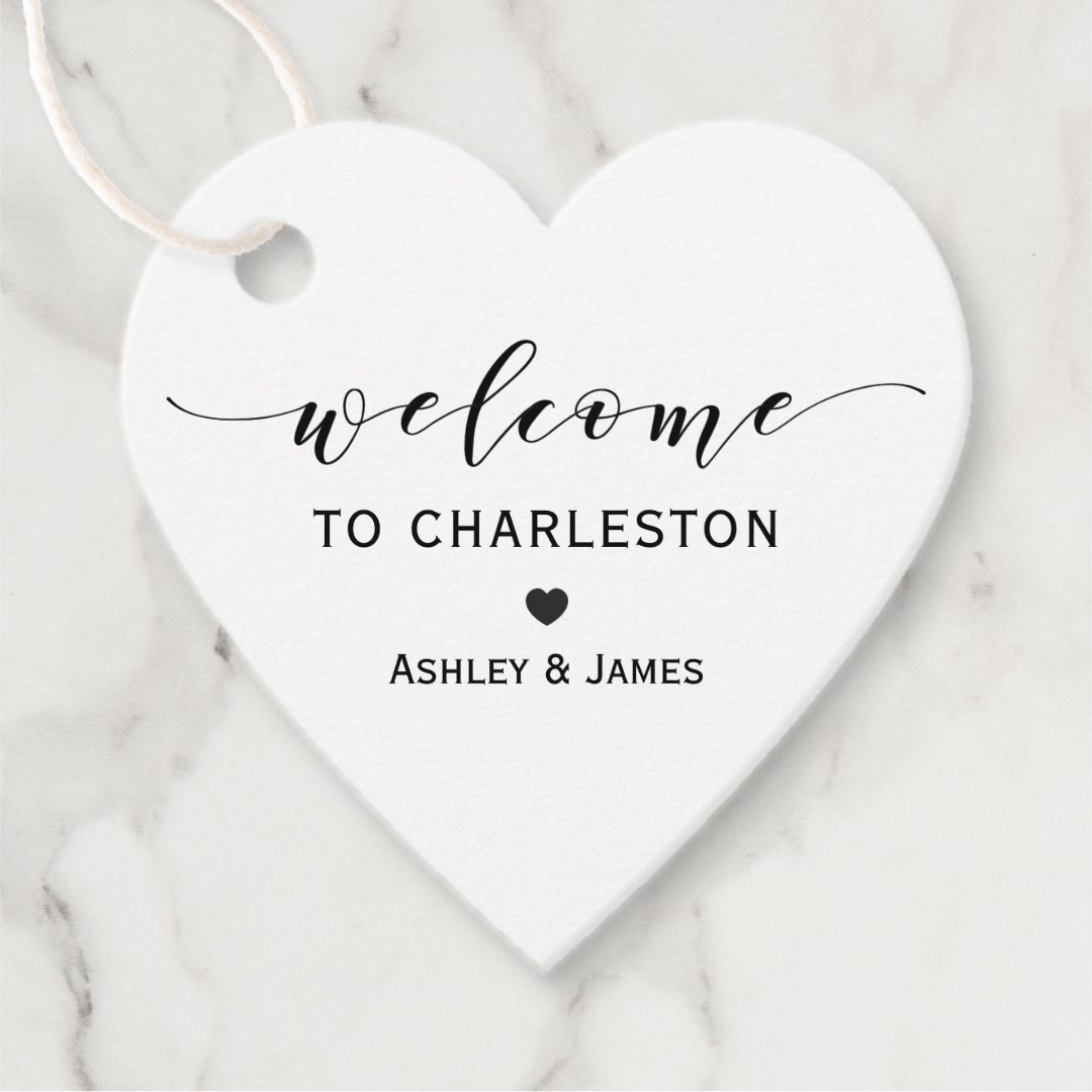 Wedding Welcome Gift Tags, Heart Welcome Tags | Zazzle