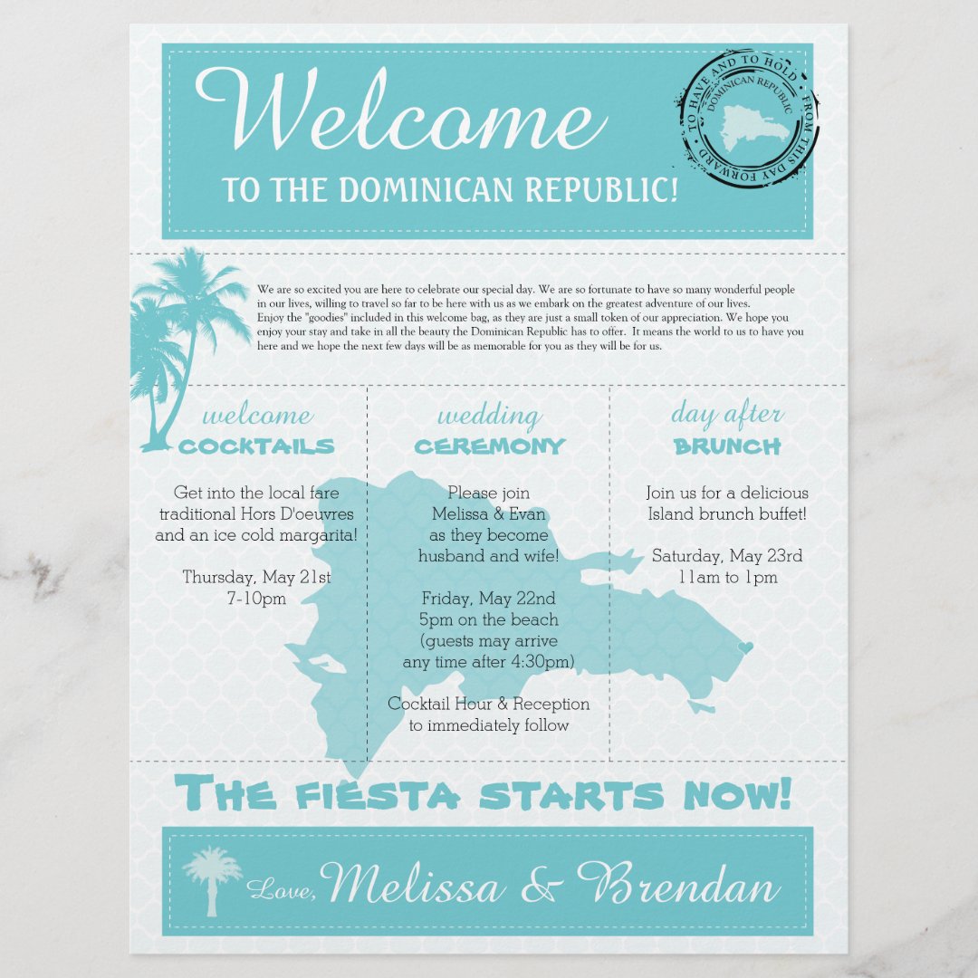 Wedding Welcome Letter for Dominican Republic | Zazzle