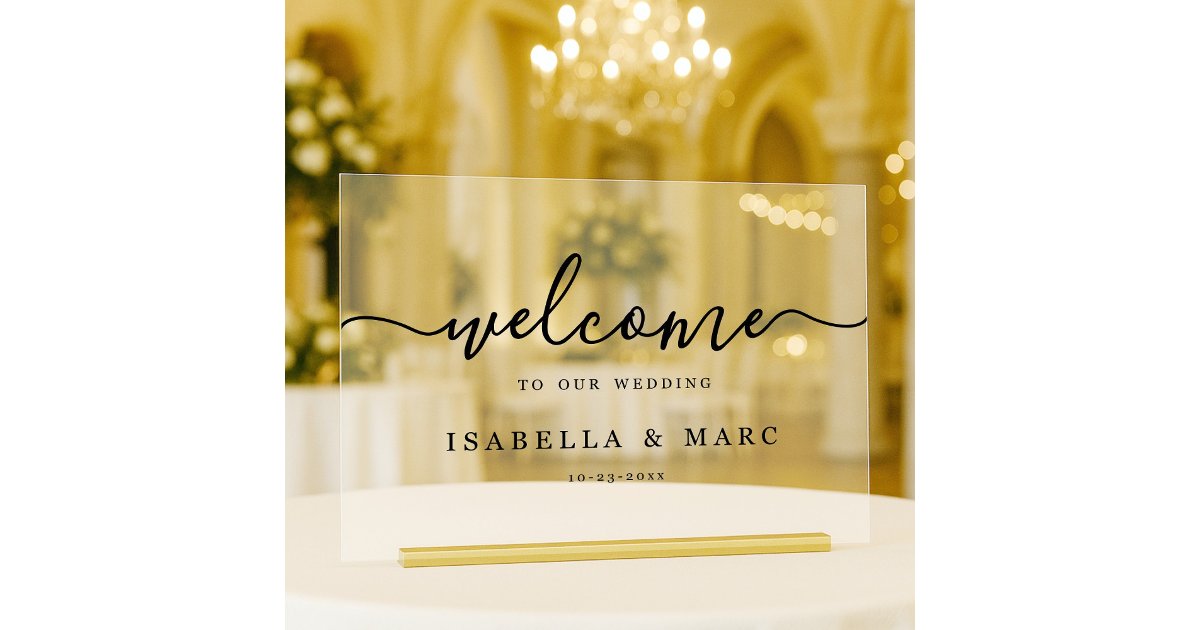 Wedding Welcome Minimalist Acrylic Sign | Zazzle