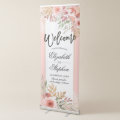 Wedding Welcome Modern Elegant Chic Pink Flowers Retractable Banner ...