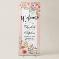 Wedding Welcome Modern Elegant Chic Pink Flowers Retractable Banner ...
