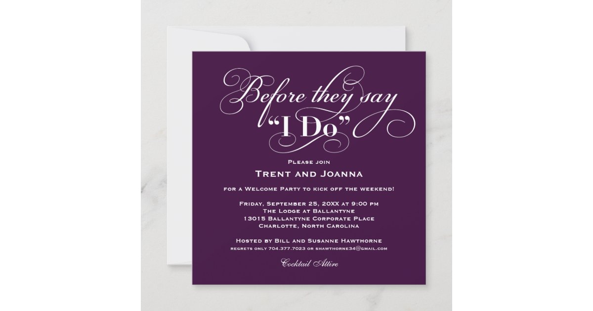 Wedding Welcome Party Invitation | Wedding Vows | Zazzle