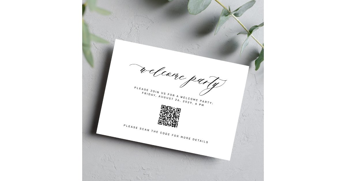 Wedding welcome party QR code details invitation | Zazzle