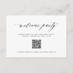 Wedding welcome party QR code details invitation | Zazzle