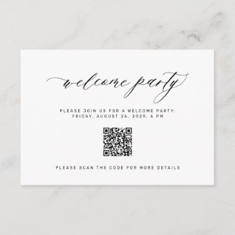 Wedding welcome party QR code details invitation | Zazzle