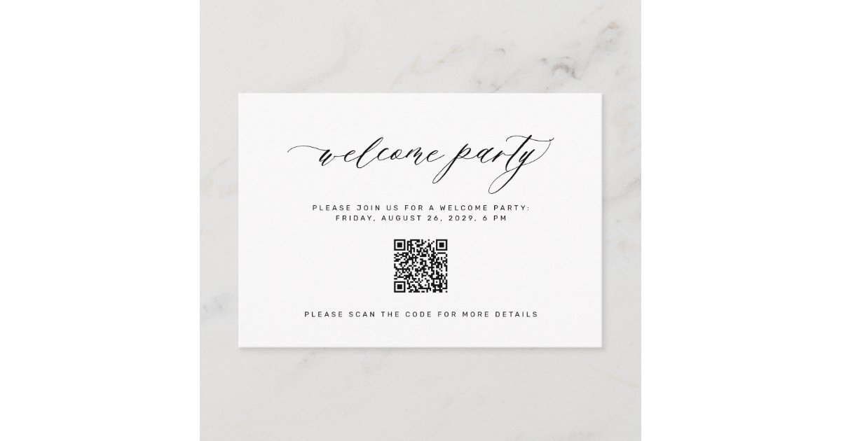 Wedding welcome party QR code details invitation | Zazzle