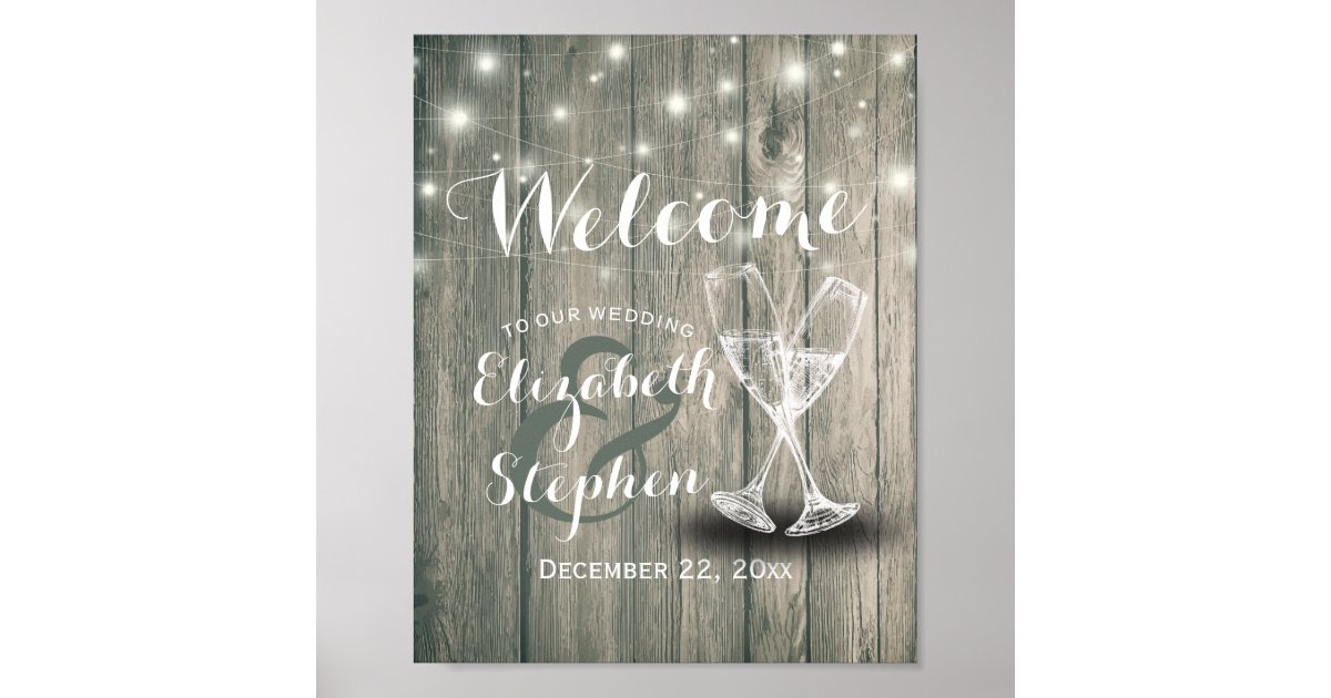 Wedding Welcome Reception Sign Champagne Glasses | Zazzle