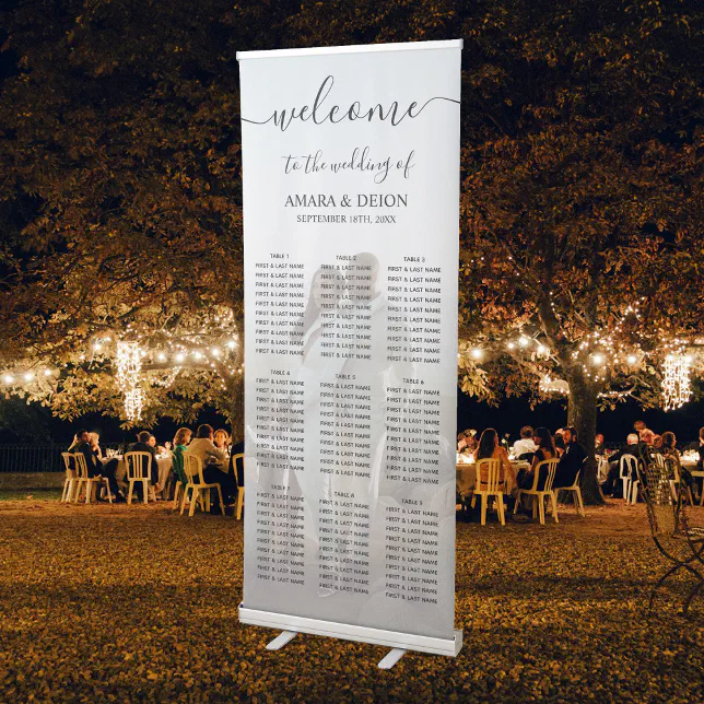 Wedding Welcome Script Full Photo Seating Chart Retractable Banner | Zazzle