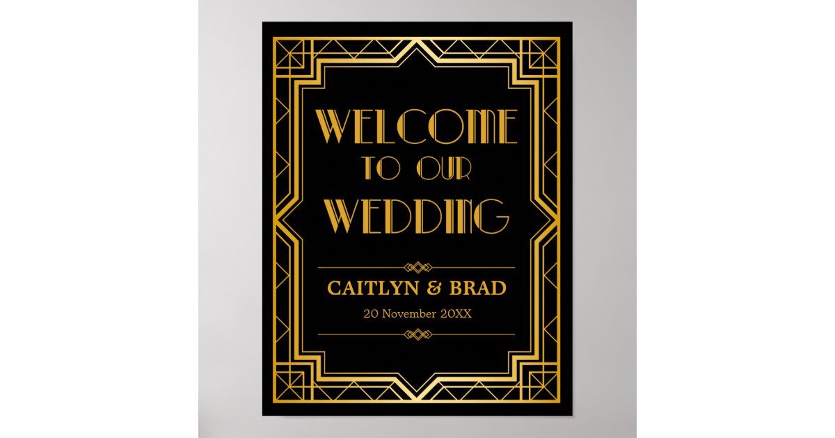 Wedding Welcome Sign | Art Deco | Zazzle