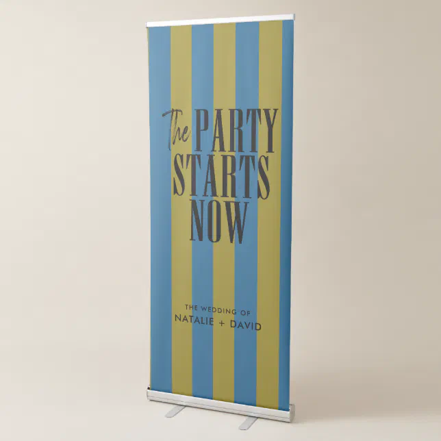 Wedding Welcome Sign, Blue and Green Stripes Retractable Banner | Zazzle